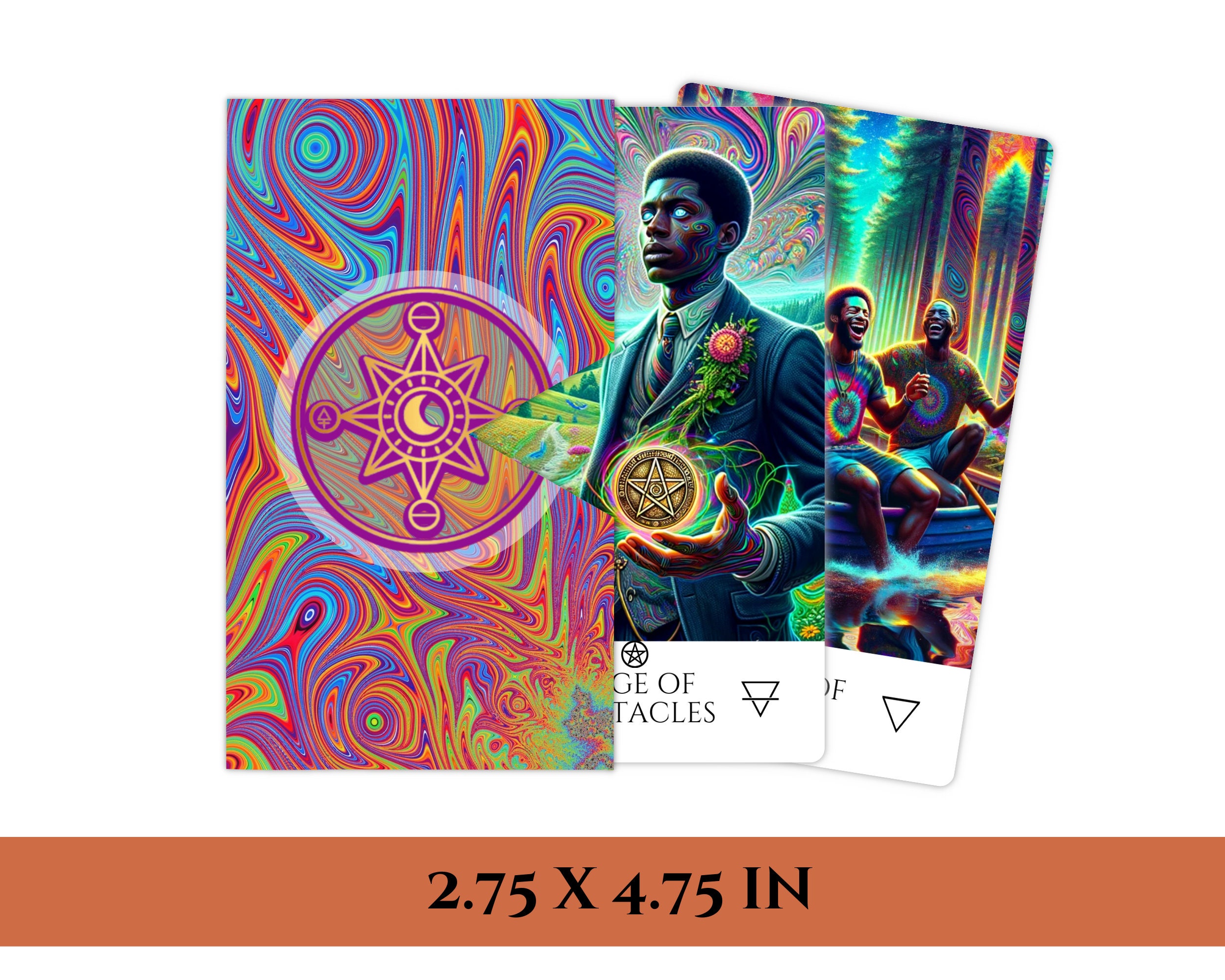 Trippy Tarot Cards Afro Psychedelic Design Complete 78 Card Deck ...