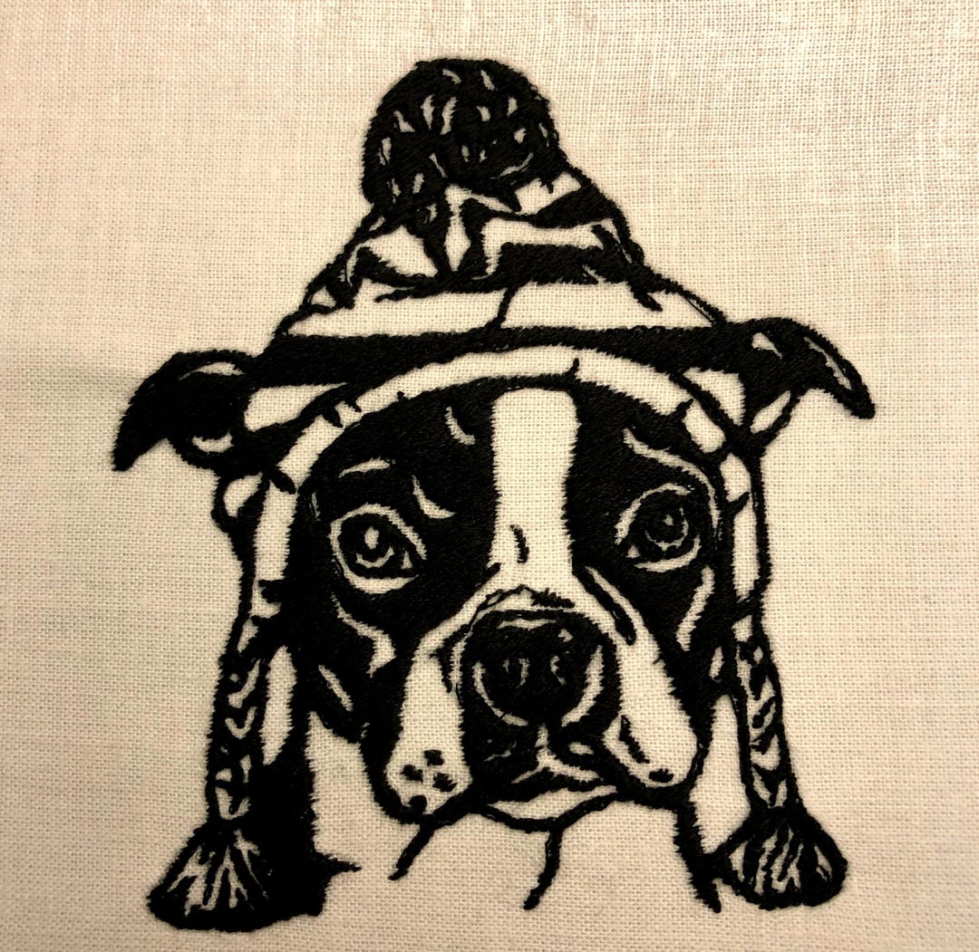 Boston Terrier Hat Machine Embroidery Pattern Dog Embroidery Design ...
