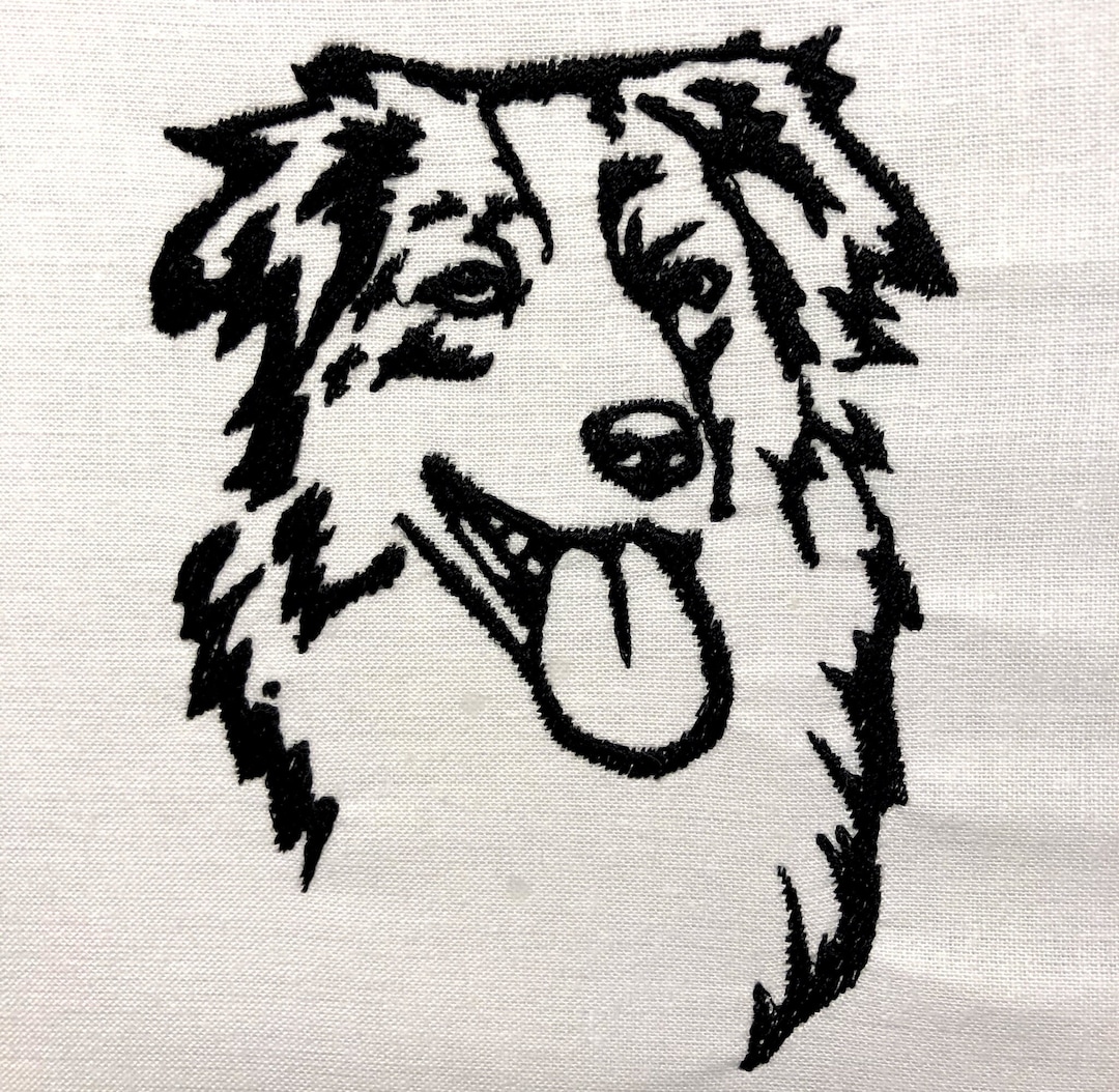 Australian Shepherd Machine Embroidery Pattern Dog Embroidery Design ...