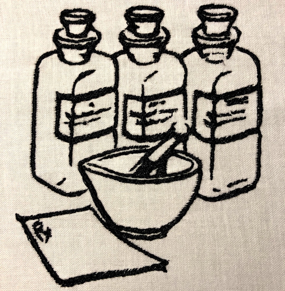 Apothecary Bottles Machine Embroidery Pattern Medicine Embroidery ...