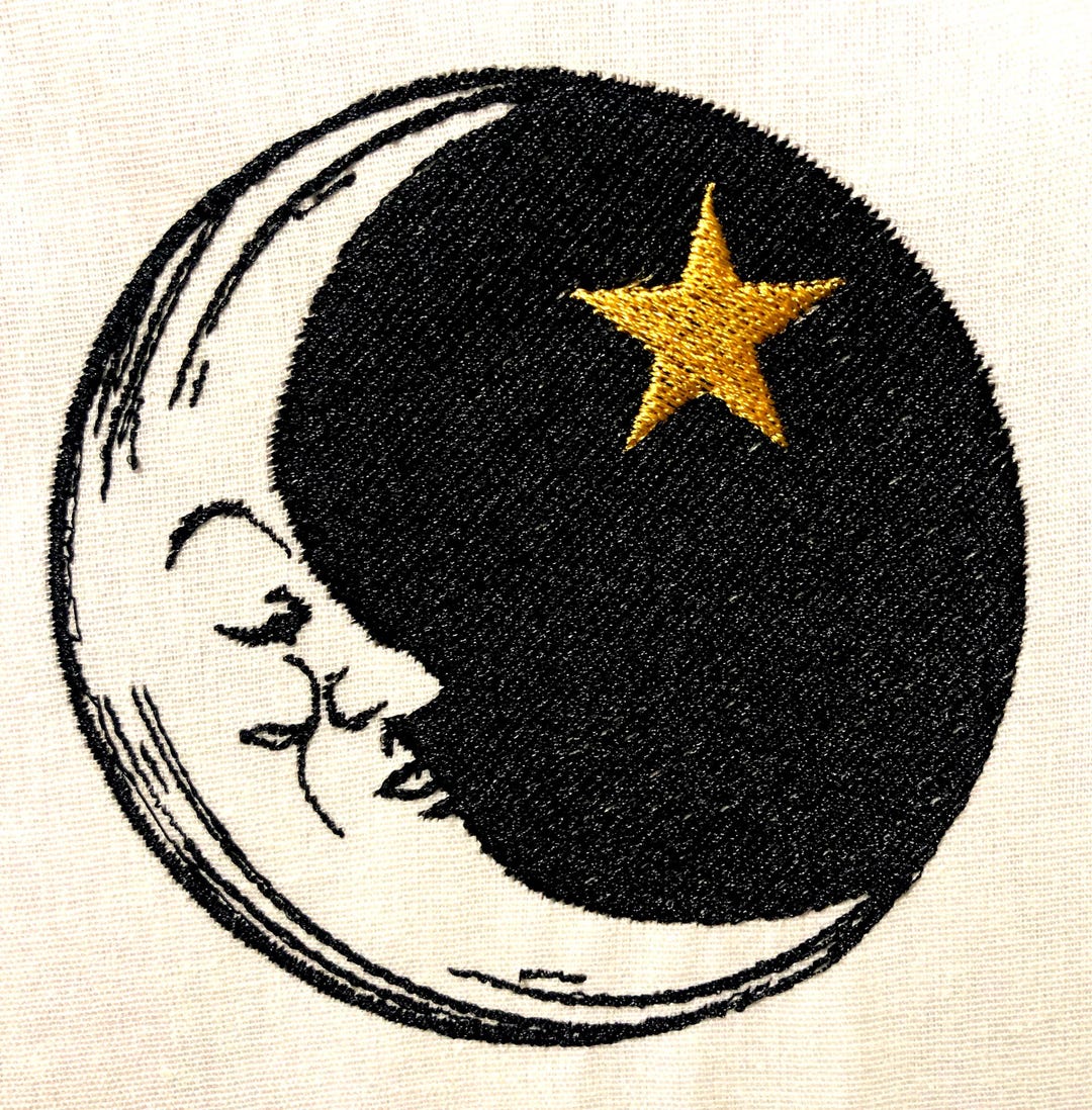 Face in the Moon Machine Embroidery Pattern Outer Space Embroidery ...
