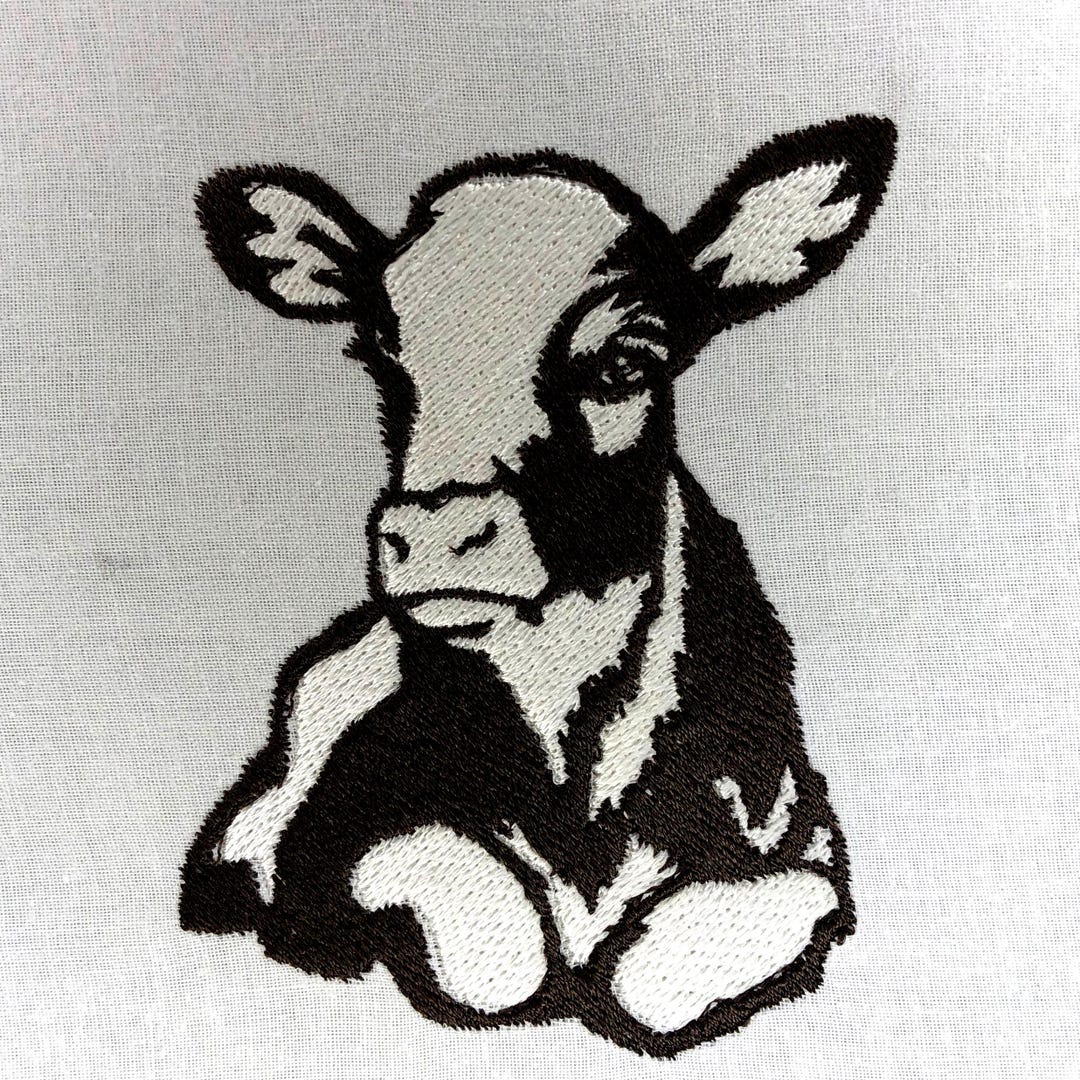Calf Laying Machine Embroidery Pattern Holstein Calf Embroidery Design ...