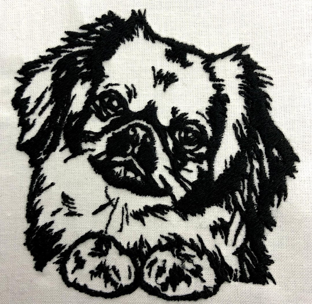 Pekingese Face Machine Embroidery Pattern Dog Embroidery Design Digital ...