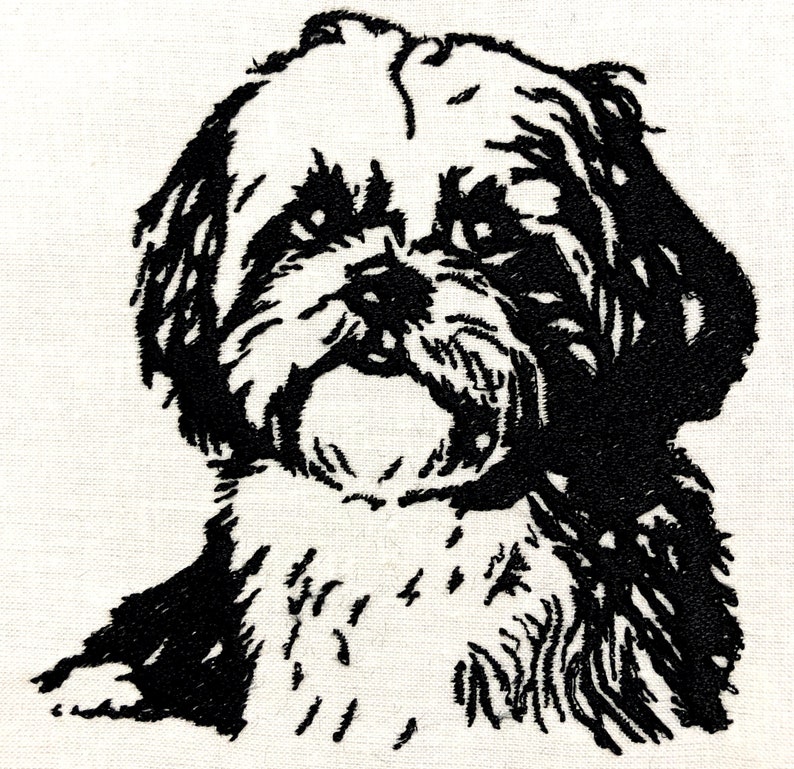 Shih Tzu Face Machine Embroidery Design Dog Embroidery Pattern Digital ...