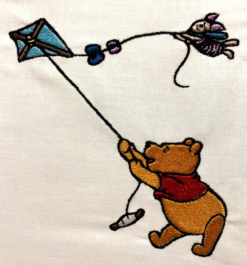 Winnie the Pooh Flying Kite Machine Embroidery Pattern - Etsy