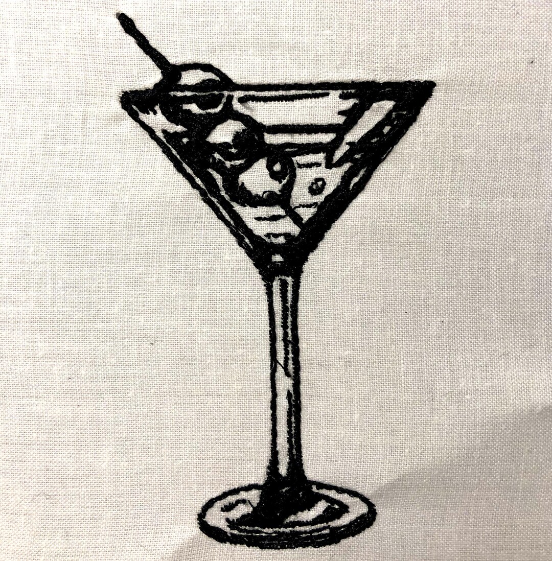 Martini Outline Machine Embroidery Pattern Cocktail Embroidery Design ...