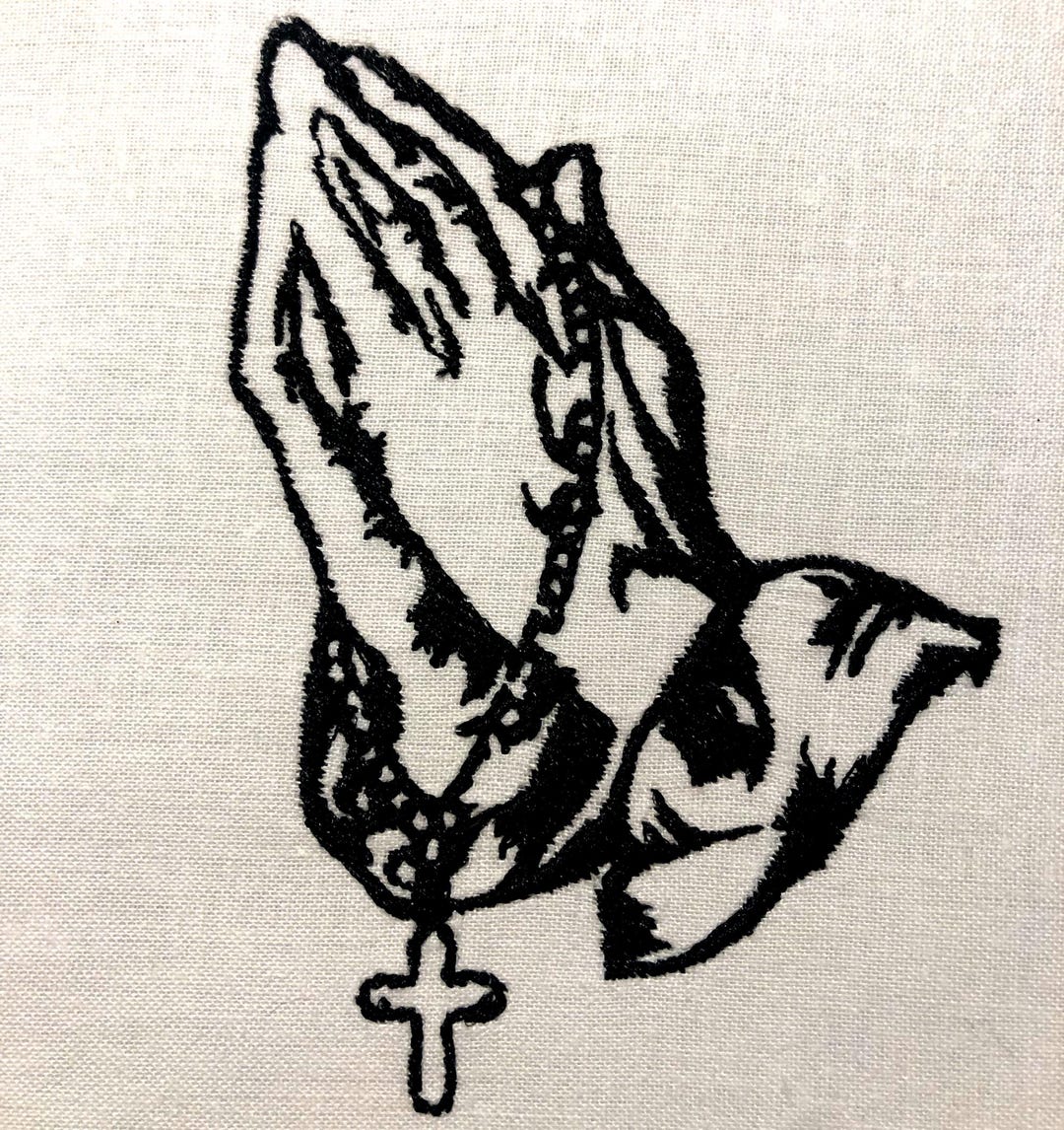 Catholic Praying Hands Machine Embroidery Pattern Rosary Embroidery ...