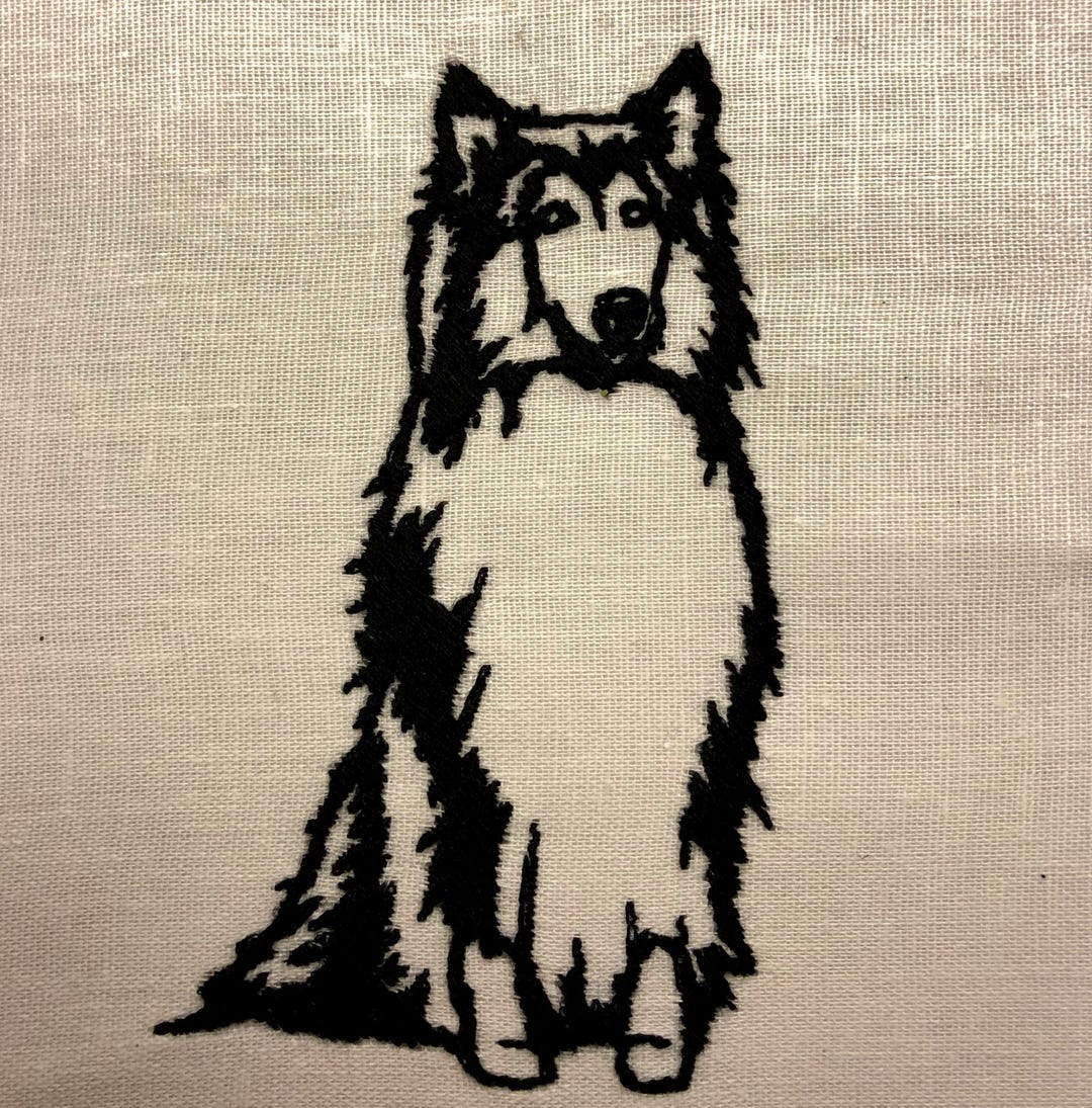 Collie Sitting Machine Embroidery Design Dog Embroidery Pattern Digital ...