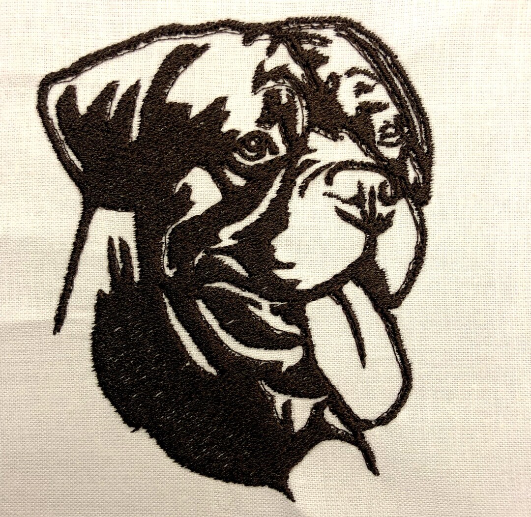 French Mastiff Panting Machine Embroidery Pattern Dog Embroidery Design ...