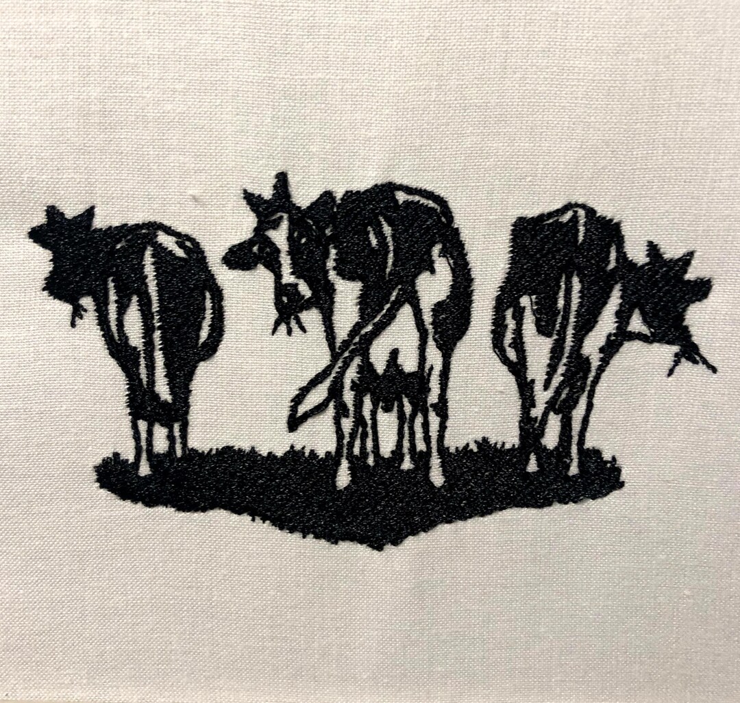 Cows Grazing Rear Machine Embroidery Pattern Embroidery Design Digital ...