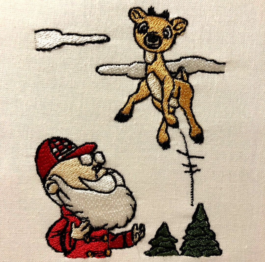 Rudolph Learns to Fly Machine Embroidery Pattern Rudolph Embroidery ...