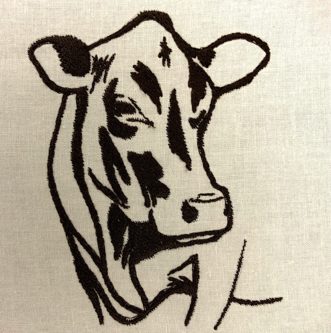 Jersey Cow Head Machine Embroidery Pattern Dairy Farm Embroidery Design ...