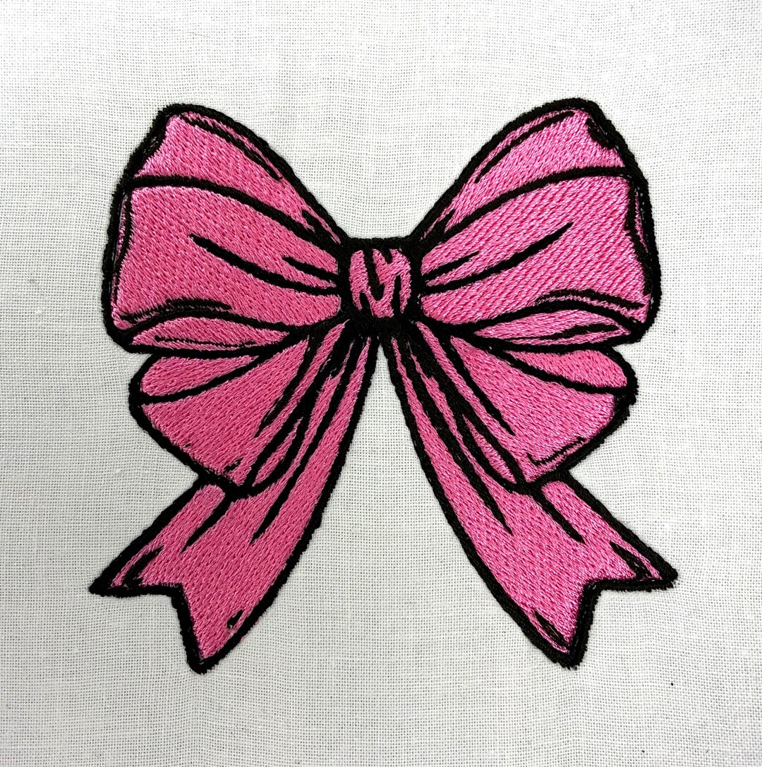 Pink Bow Machine Embroidery Pattern Coquette Bow Embroidery Design ...
