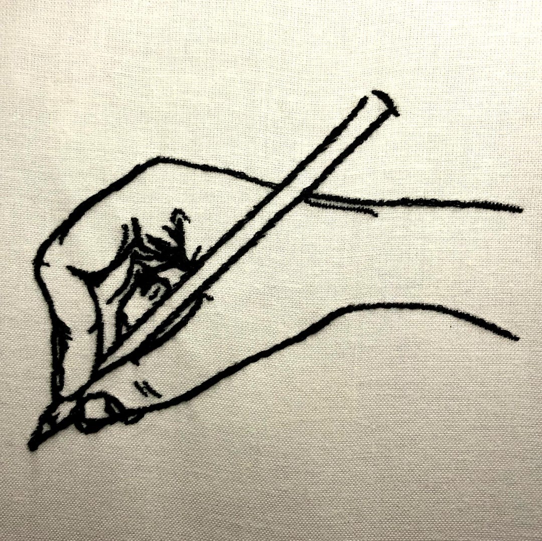 Pencil in Hand Machine Embroidery Pattern Artist Embroidery Design ...