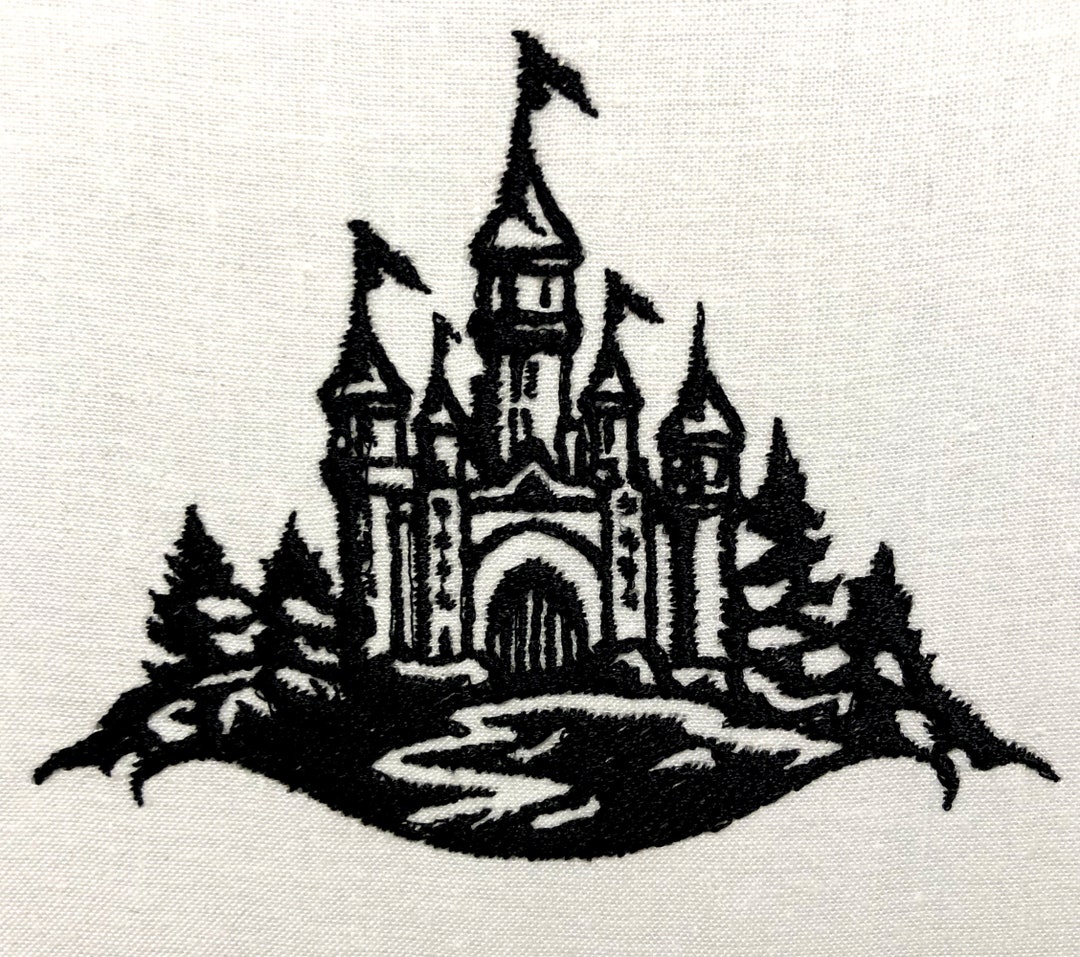 Castle Outline BLK Machine Embroidery Pattern Castle Embroidery Designs ...
