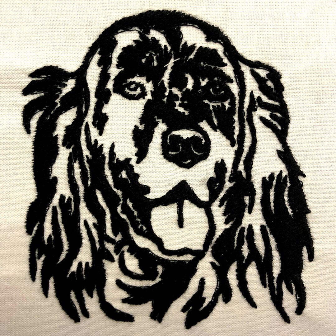 English Setter Panting Machine Embroidery Pattern Dog Embroidery Design ...