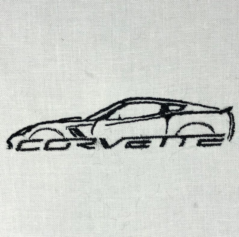 Corvette With Letters Machine Embroidery Pattern Corvette Embroidery ...