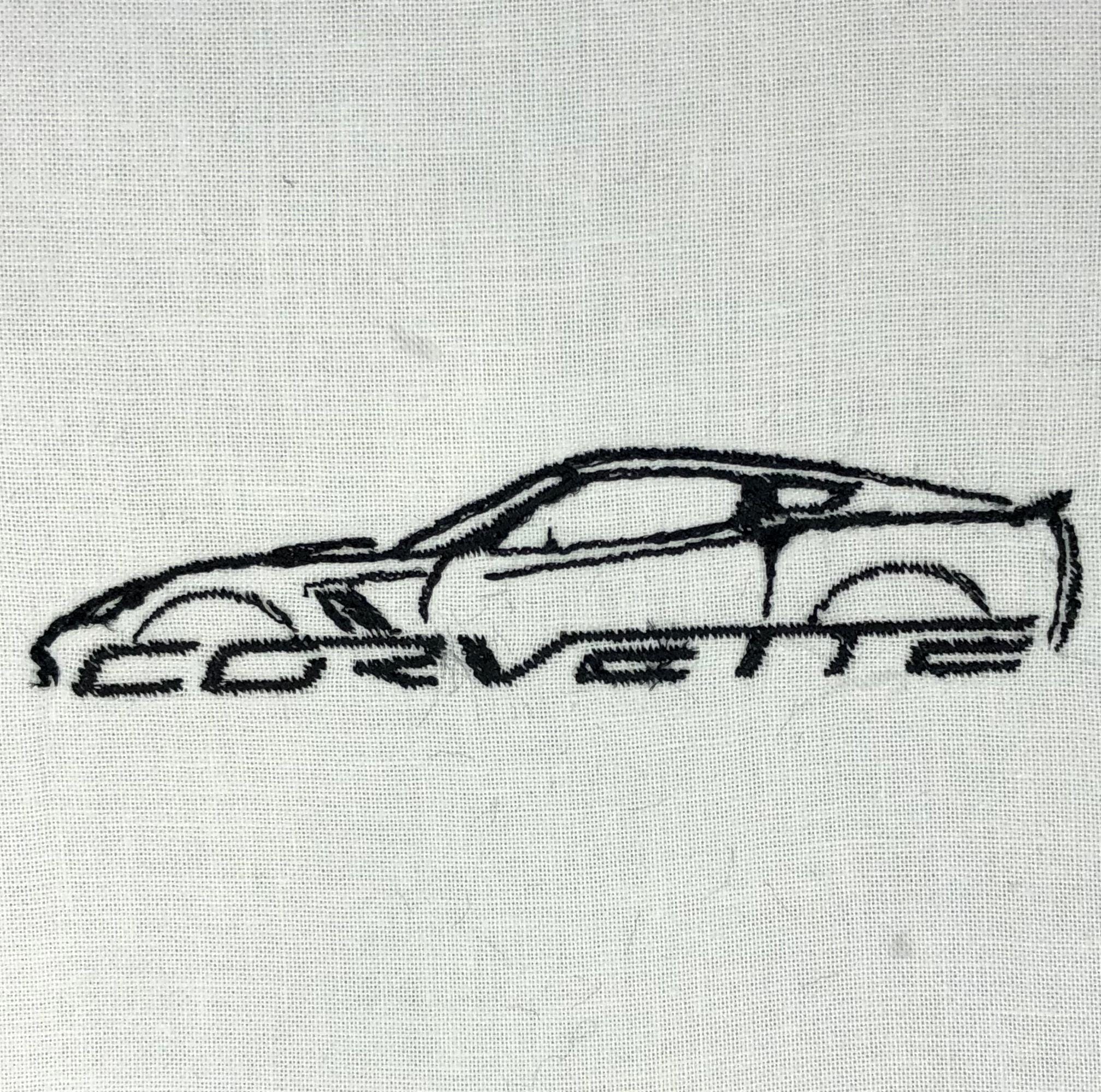 Corvette With Letters Machine Embroidery Pattern Corvette Embroidery ...