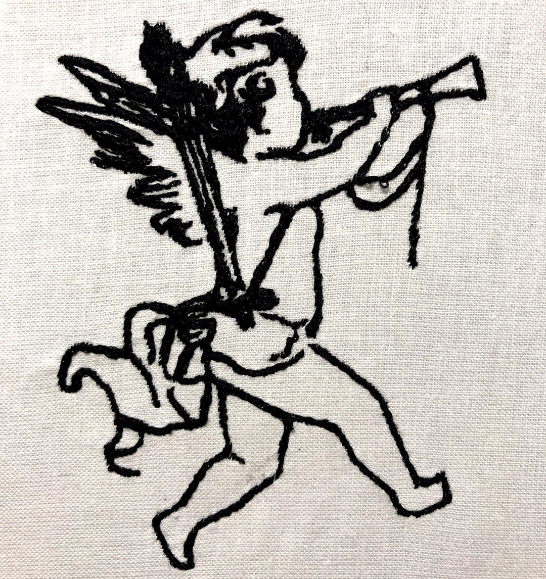Cherub With Horn Machine Embroidery Pattern Embroidery Design Digital ...