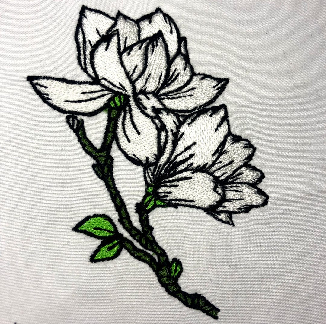 Magnolia Flowers Machine Embroidery Pattern Garden Embroidery Design ...