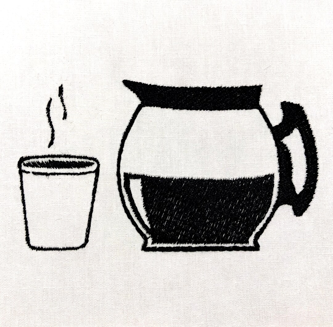 Coffee Pot and Cup Machine Embroidery Pattern Embroidery Design Digital ...