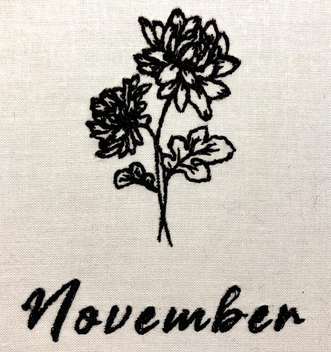 November Birthday Flower Machine Embroidery Pattern Marigold Embroidery ...