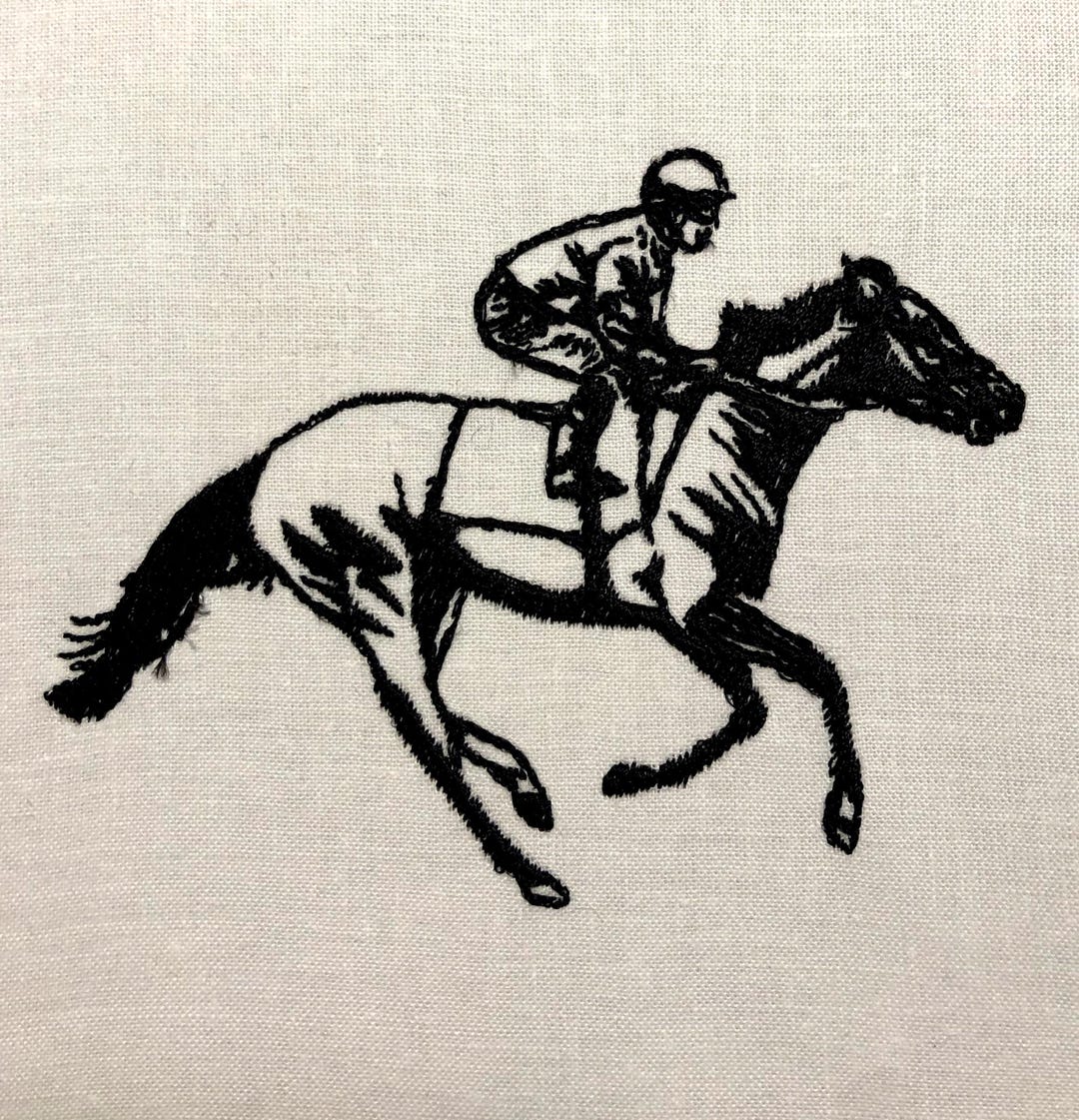 Race Horse and Jockey Machine Embroidery Pattern Horse Race Embroidery ...