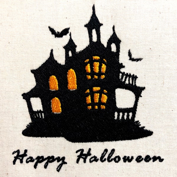 Haunted House Embroidery Design - Etsy