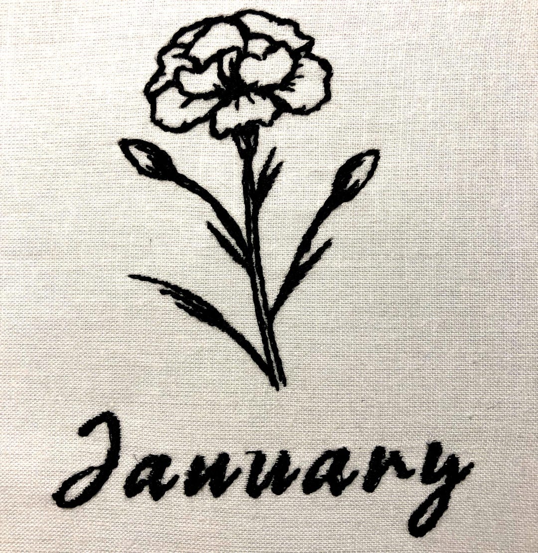 January Birthday Flower Machine Embroidery Pattern Carnation Embroidery ...