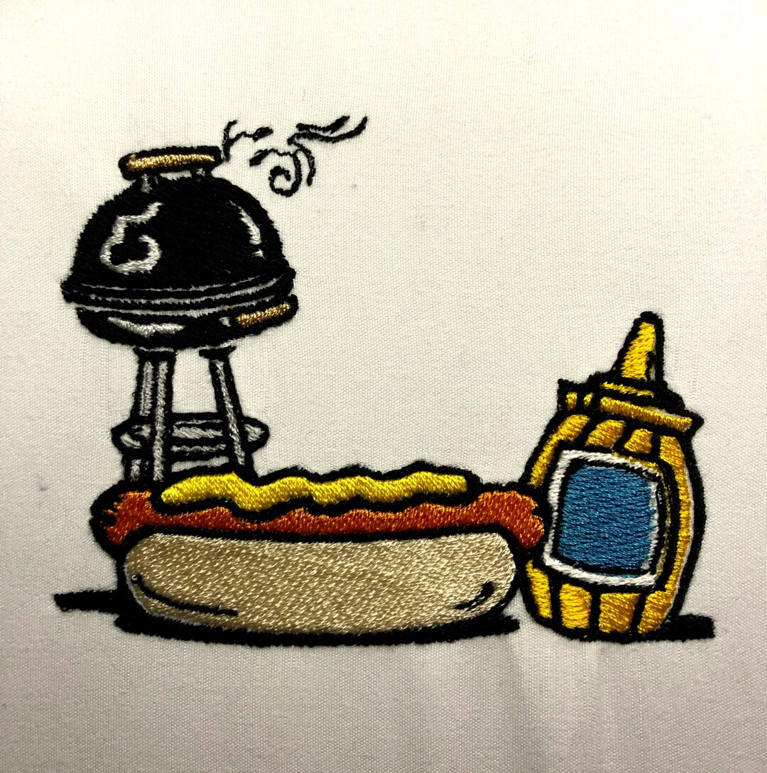 BBQ Hot Dogs Machine Embroidery Pattern Hot Dogs Embroidery Design ...