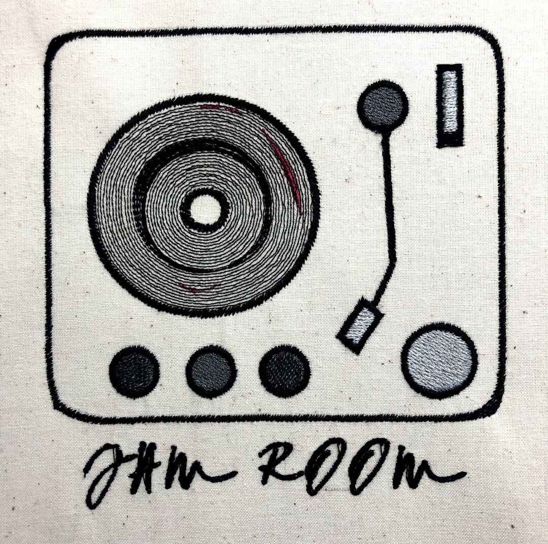 Turntable Jam Room Machine Embroidery Patterns Jam Room Record Player ...