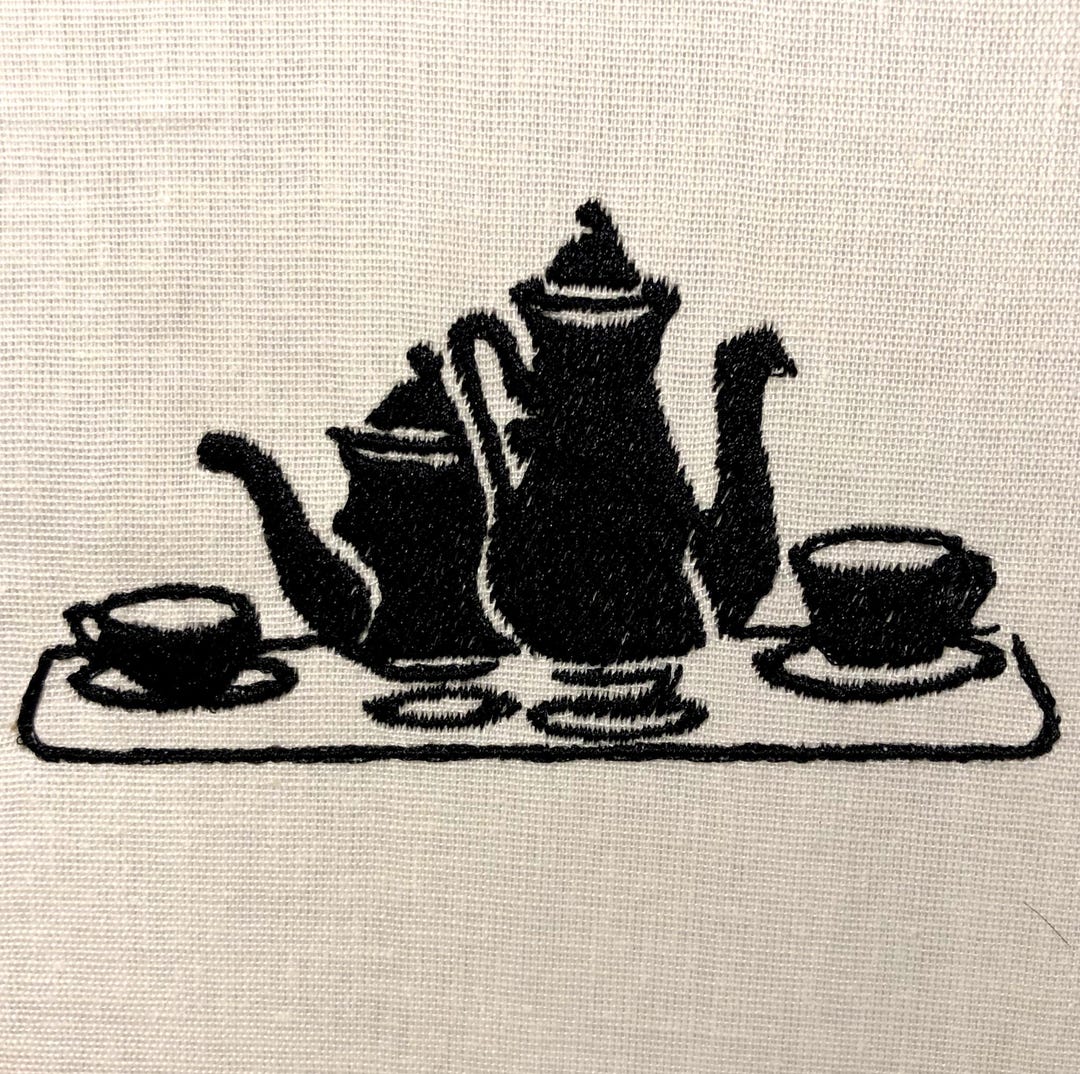 Tea Set Machine Embroidery Pattern Embroidery Design Digital File - Etsy