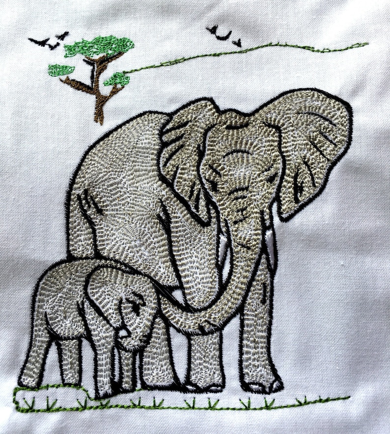 Elephants Machine Embroidery Machine Embroidery Pattern - Etsy UK
