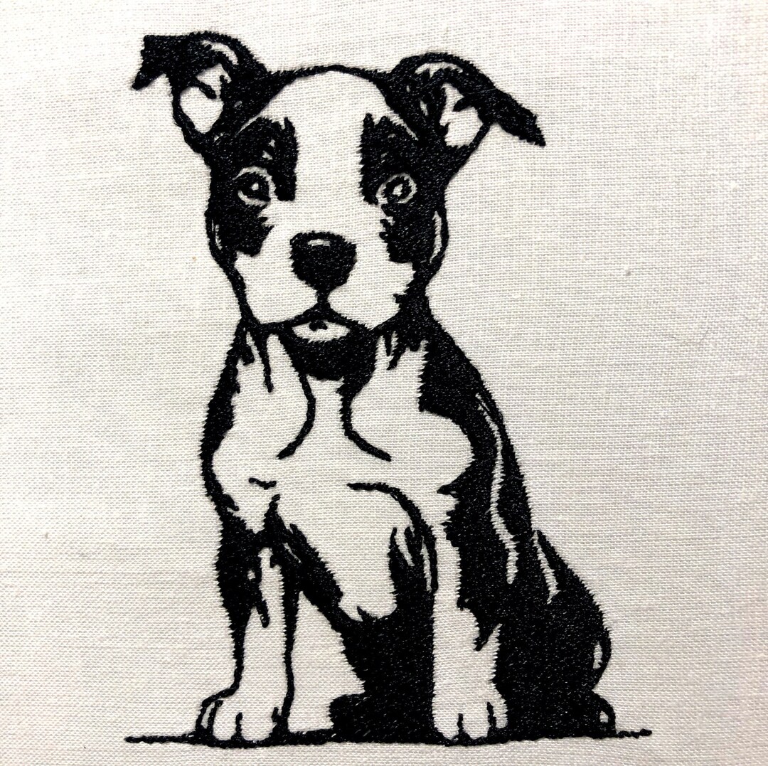 Pitbull Puppy Machine Embroidery Design Dog Embroidery Pattern Digital ...