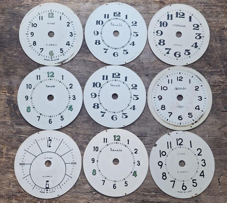 Vintage Metal Clock Faces, Mid Century Alarm Clock Dial, Big White ...