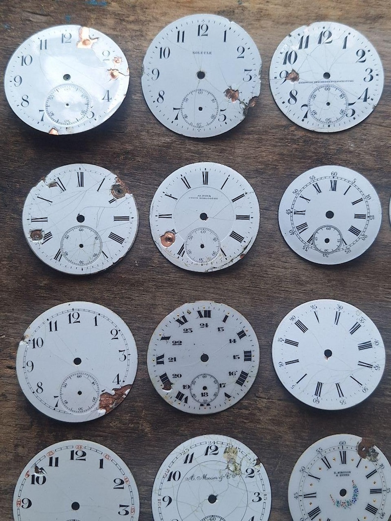 Antique Porcelain Pocket Watch Face, Vintage Big and Small Pocket Watch ...