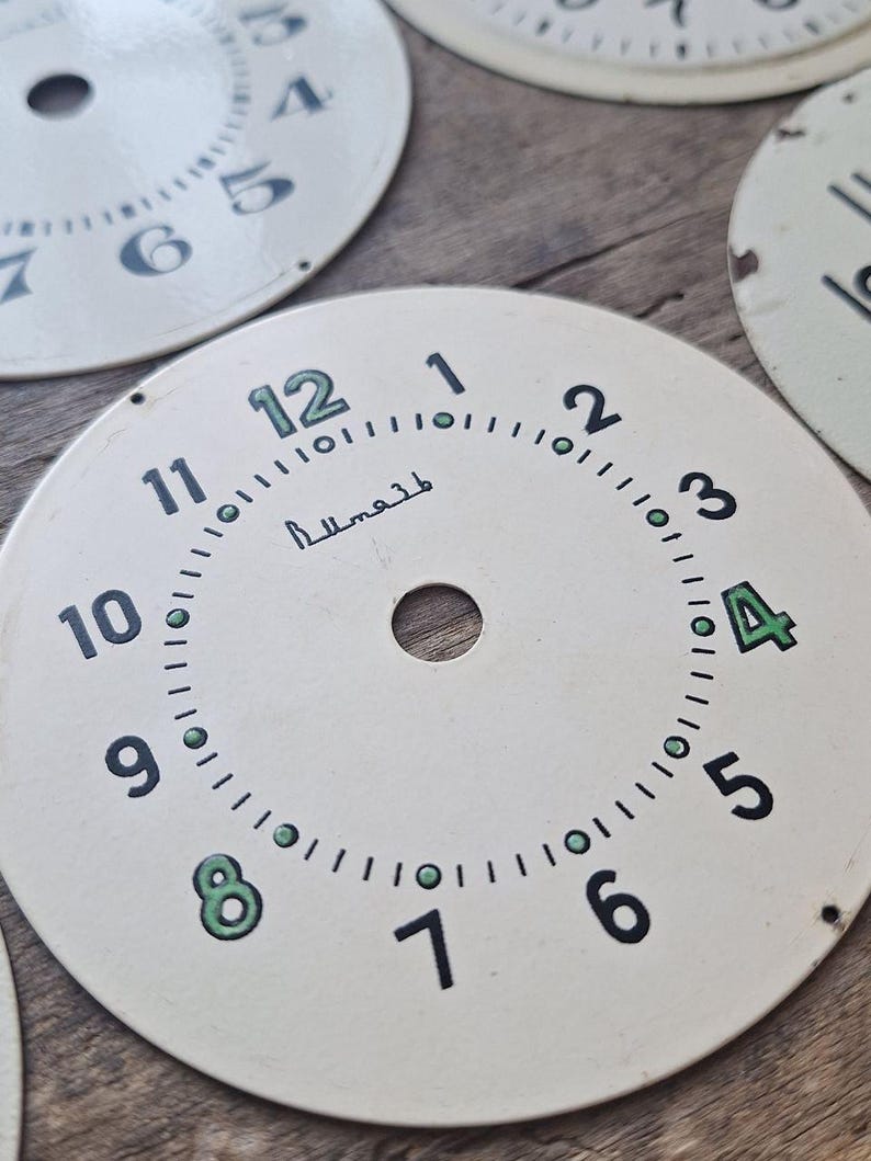 Vintage Metal Clock Faces, Mid Century Alarm Clock Dial, Big White ...