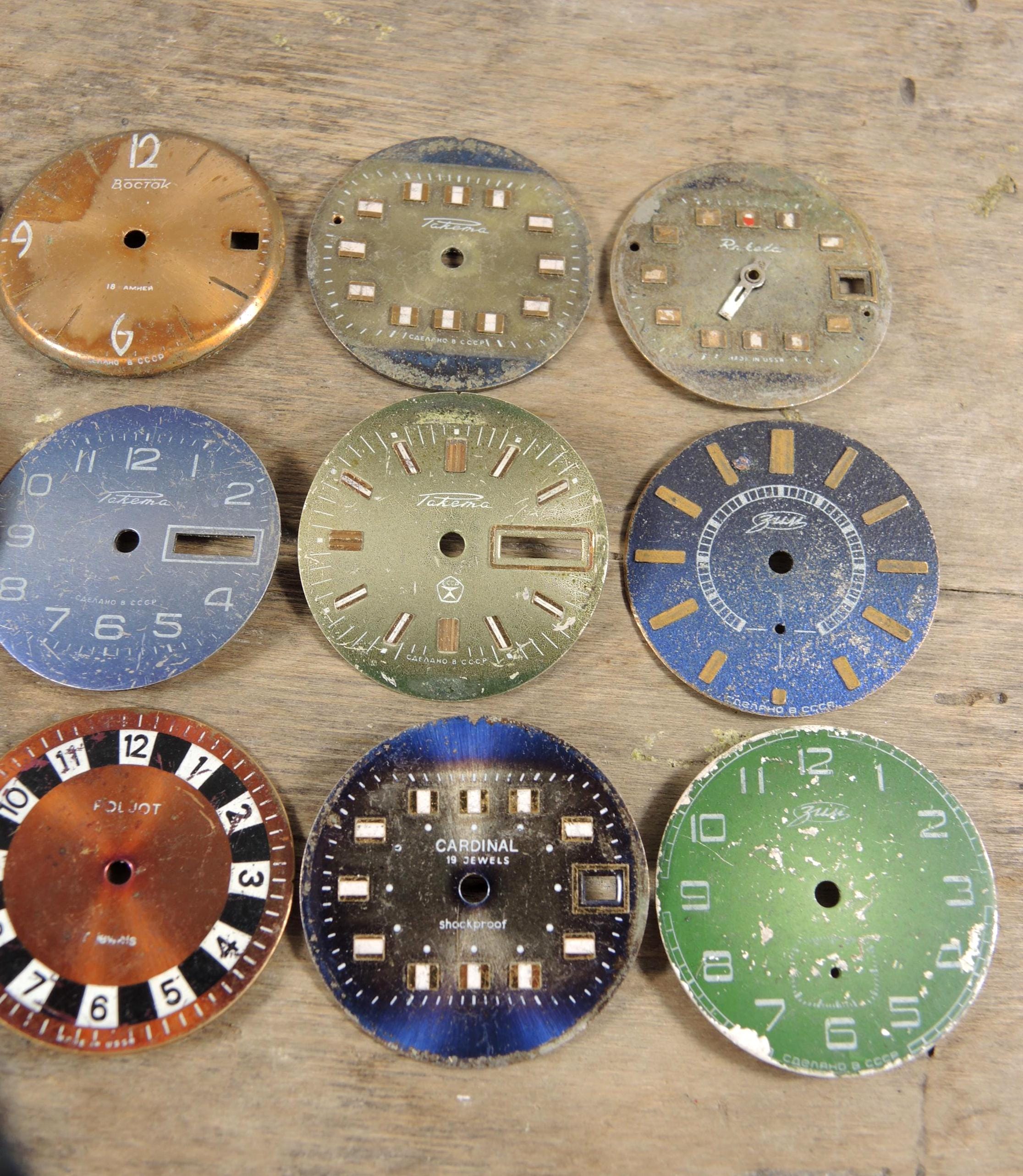Vintage Watch Faces, Colored Dials From Old Soviet Wrist Watches - Set ...