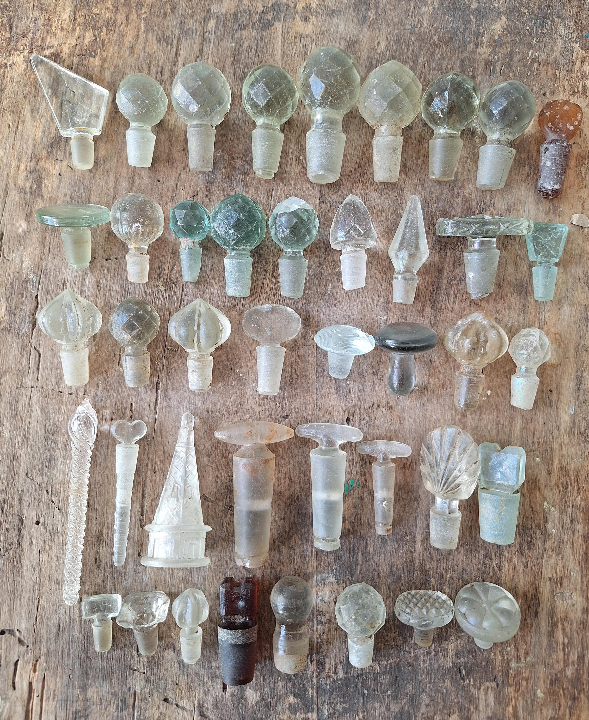 Antique Cut Glass Bottle Stopper, Geometric Small Perfume Glass Stopper ...