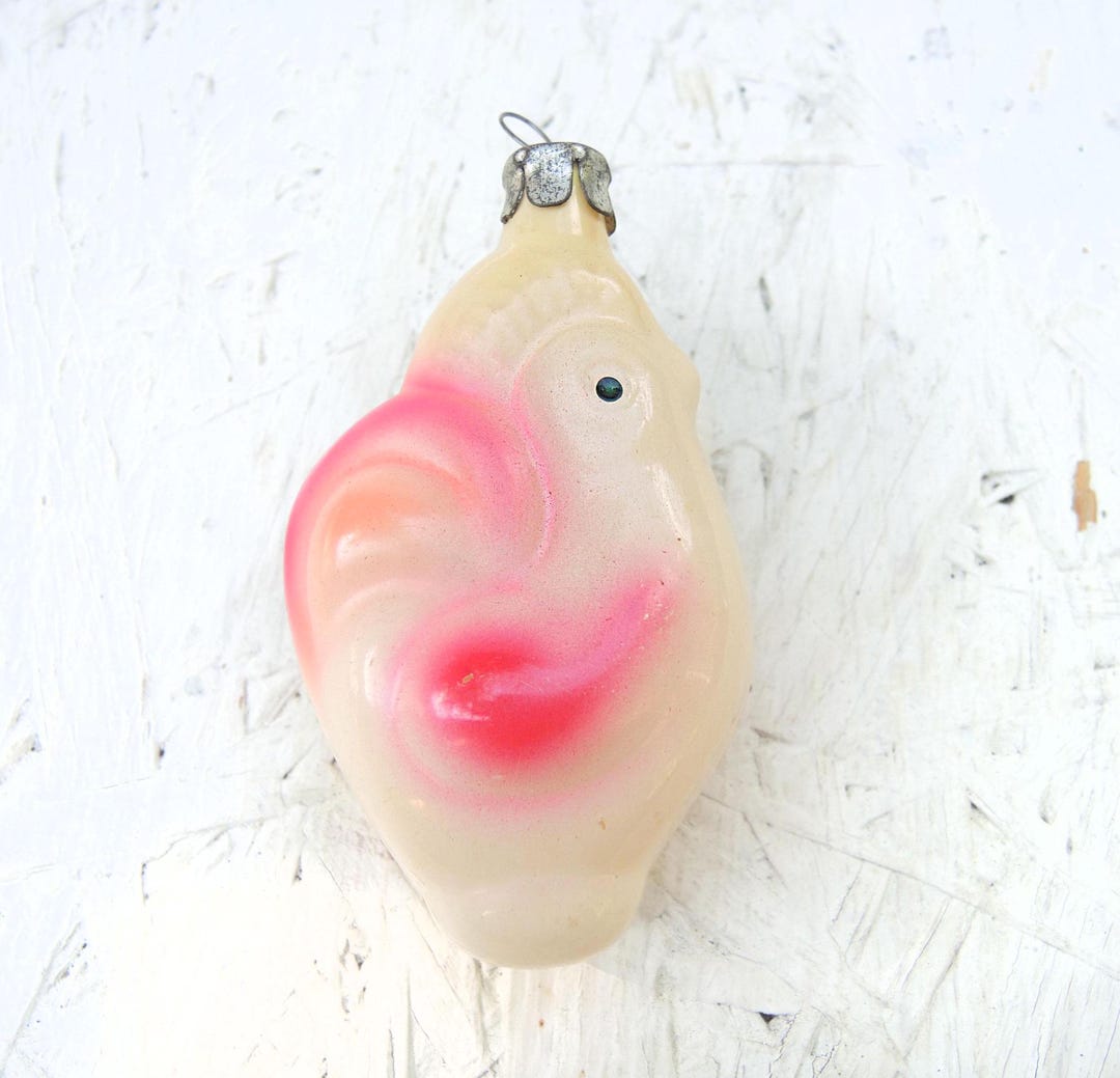 Rooster Christmas Ornament, Vintage New Year Glass Toy, Soviet Tree ...