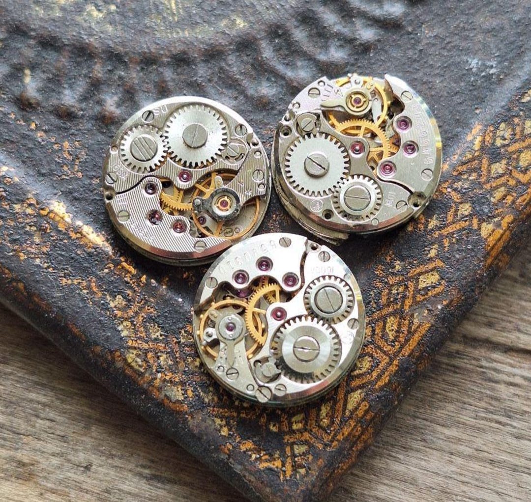 Vintage Small Watch Movements, Tiny Round Mechanism From Soviet Watches ...