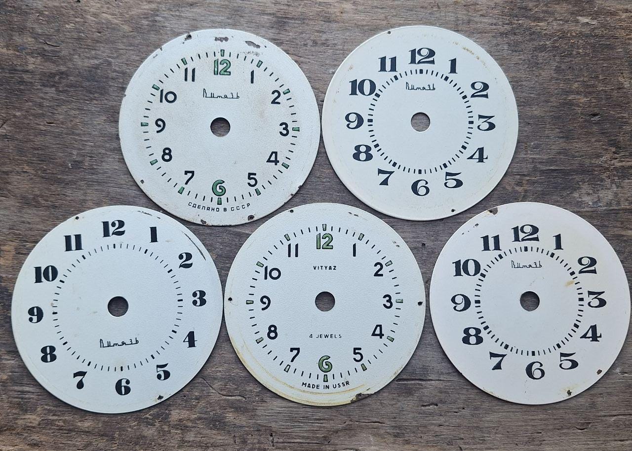 Vintage Metal Clock Faces, Mid Century Alarm Clock Dial, Big White ...