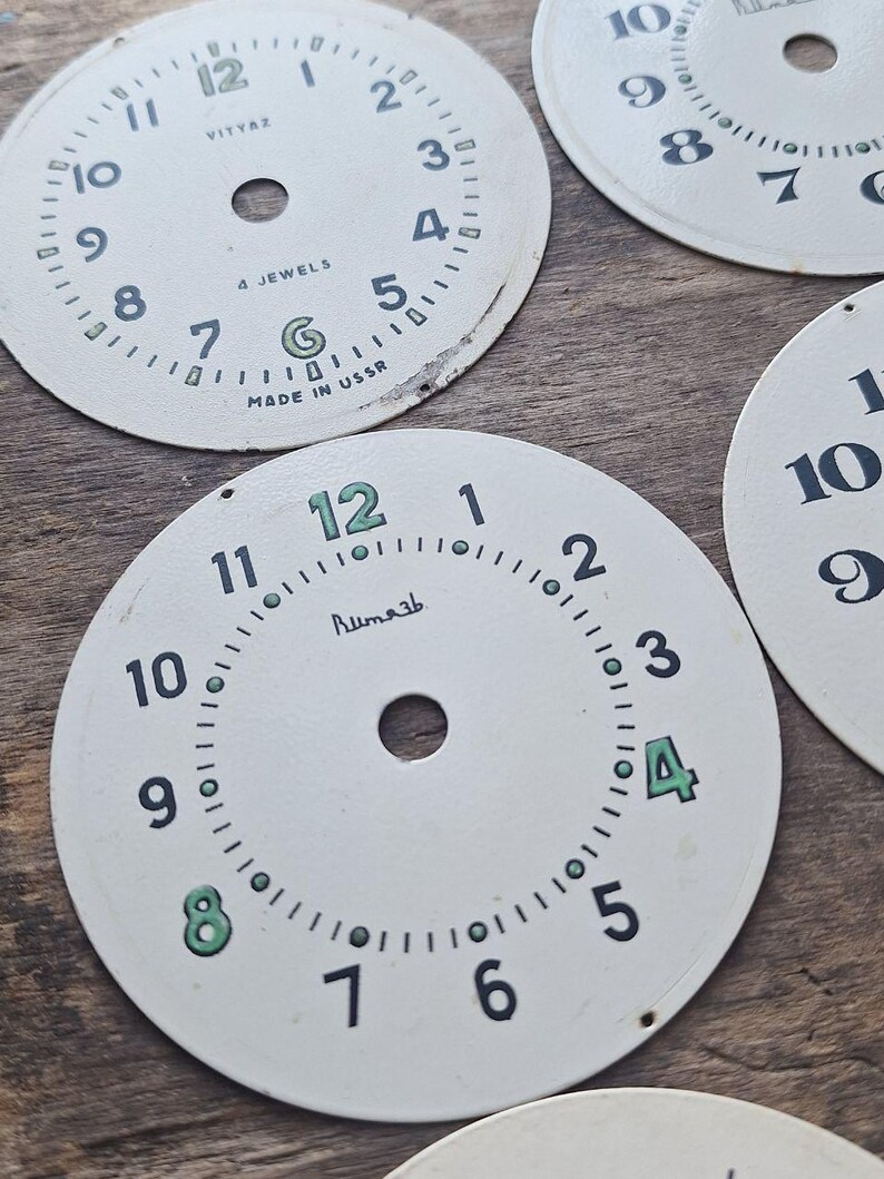 Vintage Metal Clock Faces, Mid Century Alarm Clock Dial, Big White ...