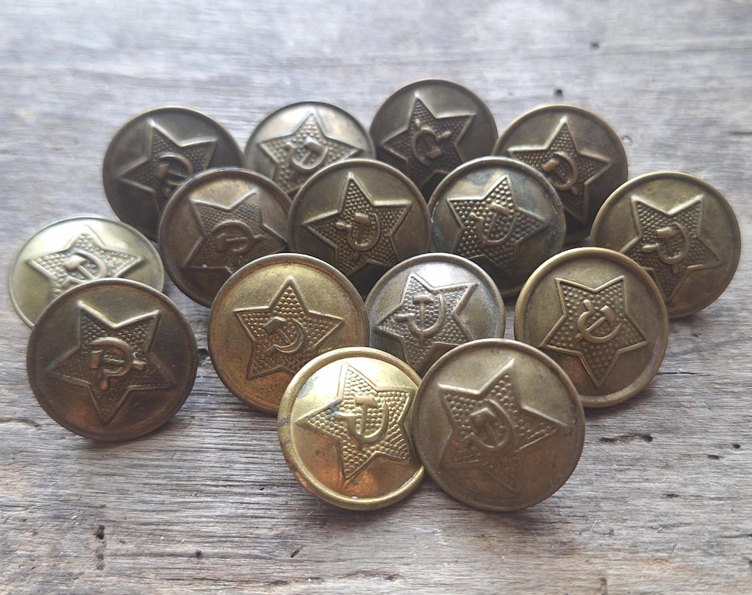 Vintage Soviet Military Buttons, Brass Military Uniform Buttons, Hammer ...