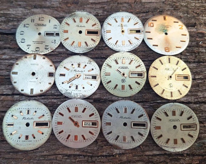 Vintage Silver Watch Faces, Round Dials From Soviet Wrist Watches - Set ...