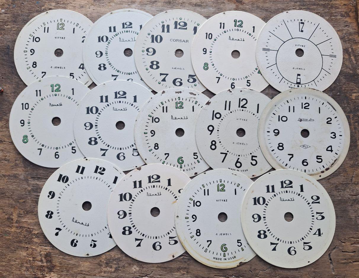 Vintage Metal Clock Faces, Mid Century Alarm Clock Dial, Big White ...