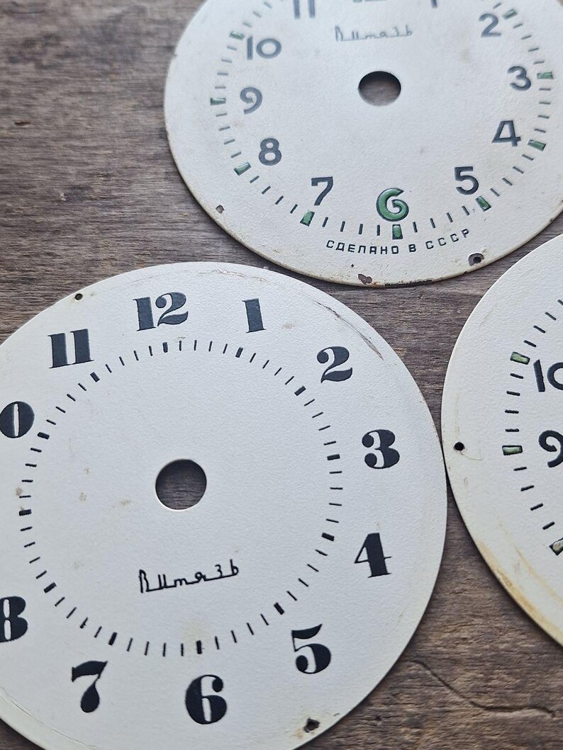 Vintage Metal Clock Faces, Mid Century Alarm Clock Dial, Big White ...
