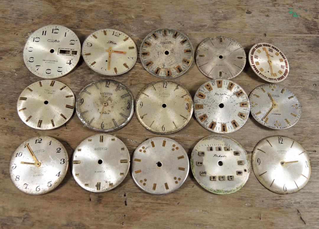 Vintage Watch Faces, Big Round Dials From Soviet Wrist Watches - Set of ...