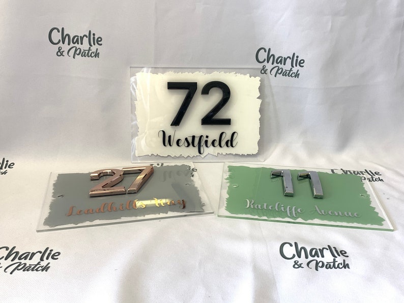 Door Number Sign 3D Hand Painted Acrylic Front Door Sign | Etsy