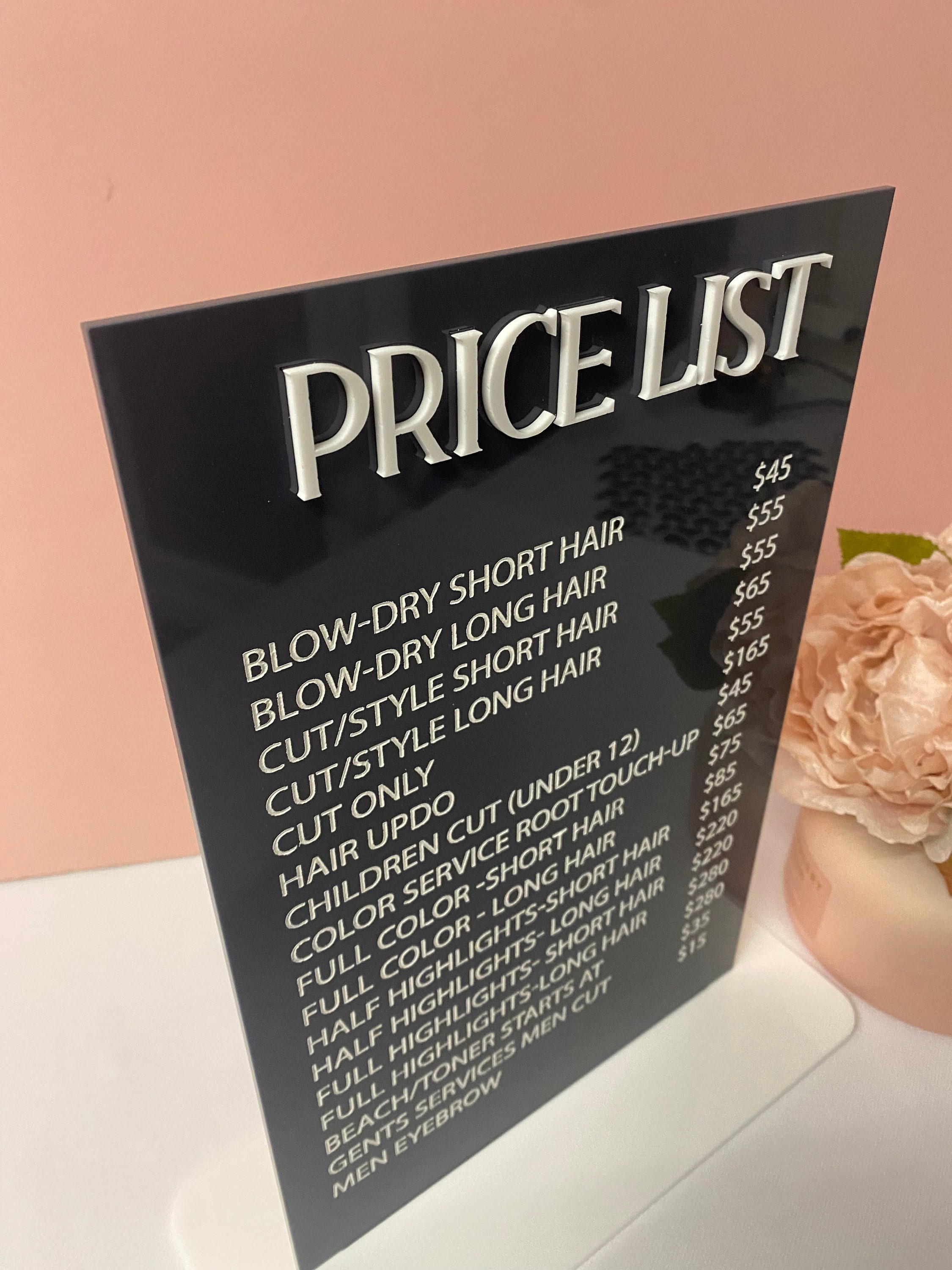 Custom Acrylic Salon Price List Sign: Engraved Small Business Decor - Etsy